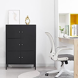 FURSTEL Metal Storage Locker, 41.3" H Steel Storage Cabinet, Adjustable Feet Cabinets Organizer, 3 Tier Shelves Metal Lockers for Home Office, Kids Room, Bedroom