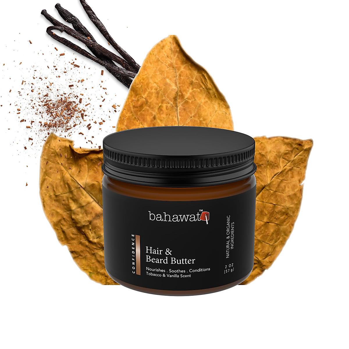 BAHAWAT Hair & Beard Butter for Men Leave-in Conditioner - Tobacco & Vanilla - Strengthen & Soften While Relieving Itch – Made in USA -Organic Natural Ingredients | The Best Beard Butter - 2 oz.