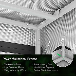 VIVOSUN G848 96"x48"x80" Grow Tent, 8x4 FT Advanced Gray Mylar Hydroponic Tent with 22mm Poles, Observation Window and Floor Tray for Plants for VS4000/VSF4300