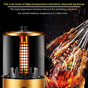 Smokeless Automatic Rotary Barbecue Machine,Electric Skewer Machine,0°-200° Adjustable Temperature,for 4-6 People Barbecue Oven Cup