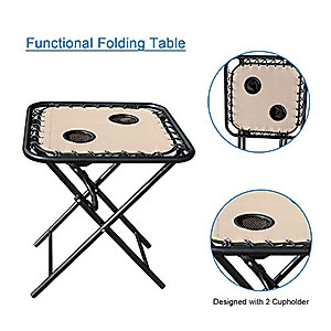 GOLDSUN 3 PCS Zero Gravity Chair Foldable Patio Chaise Lounge Chairs Outdoor Adjustable Recliner Folding Lounge Table Chair Set for Backyard Porch and Swing Poolside (Beige)