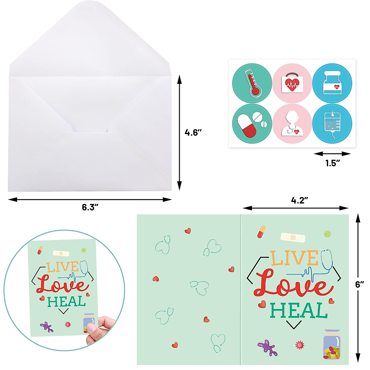 Thank You Nurse Cards 36 Pack Medical Appreciation Cards Healthcare Workers Nurses Week Cards Thank You Doctor Cards with Envelopes and Stickers