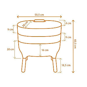 Urbalive Grey, Complete Kit | Wormery, Worm Farm, composter Design | Starter Substrate | Hemp mat + Shovel | Interior, Balcony and Garden