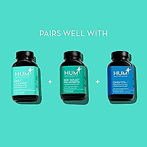 HUM Daily Cleanse Clear Skin Vitamins & Acne Reducing Chlorella + Spirulina - Natural Digestive Cleanse with Green Algae, Detoxing Herbs & Minerals - Daily Body Detox & Skin Supplement (60 Capsules)