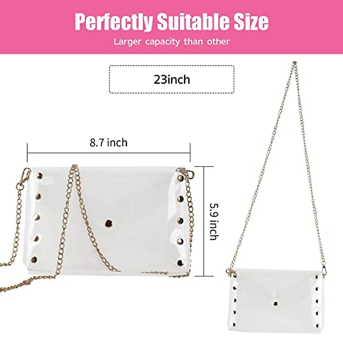 Clear Stadium Bags For Women,Clear handbag,Clear tote bags,Fashion clear handbag,Stadium approved clear bags for women,Women's clear Crossbody Bag,Clear purse,Clear purses for women stadium