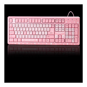 Gaming Keyboard, Waterproof Silent Pink Hello Kitty Laptop Computer Keyboard Cartoon Cute Pink USB Wired KT cat Keyboard Gaming for Girls for Desktop, Computer, PC (Color : Pink)