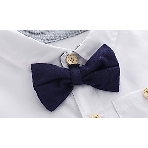 Newborn Baby Boys Gentleman Outfits Suits, Infant Short Sleeve Shirt+Bib Pants+Bow Tie Overalls Clothes Set,3-6M