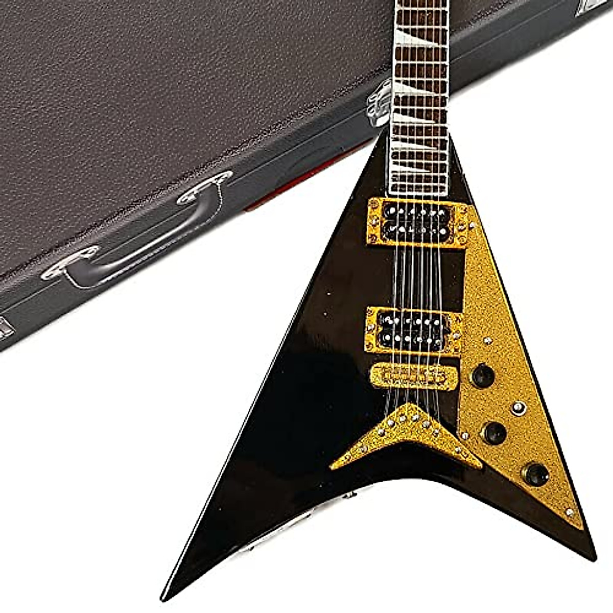 Axe Heaven RR-085 Randy Rhoads Black and Gold Concorde Flying V Mini Guitar