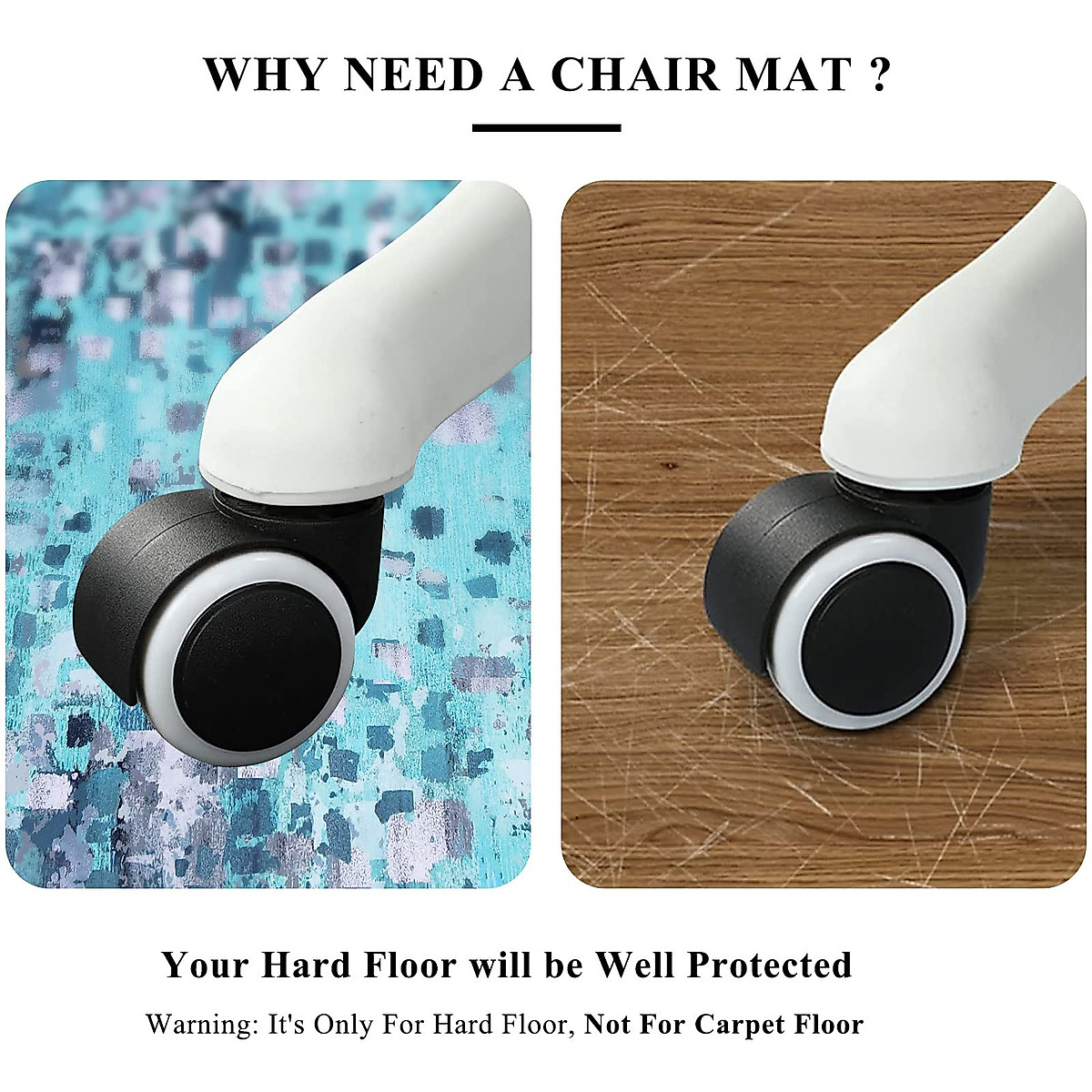 Pauwer Office Chair Mat for Hardwood Floor, 36"X48" Computer Chair Mat for Gaming, Desk Chair Mat, Low Pile Chair Mat Floor Mat Carpet, Anti-Slip Floor Protector Rug for Home Office