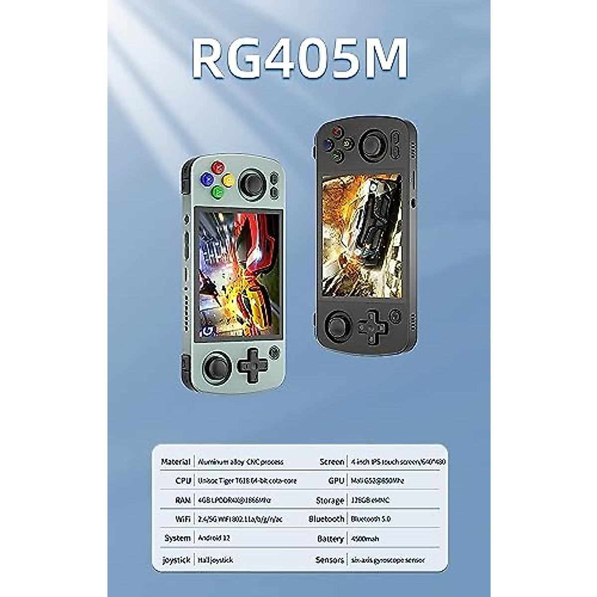 RG405M Retro Handheld Game Console , Aluminum Alloy CNC Android 12 System Support Google Play 4.0 Inch IPS Touch Screen with 128G TF Card 3172 Games (RG405M Black)