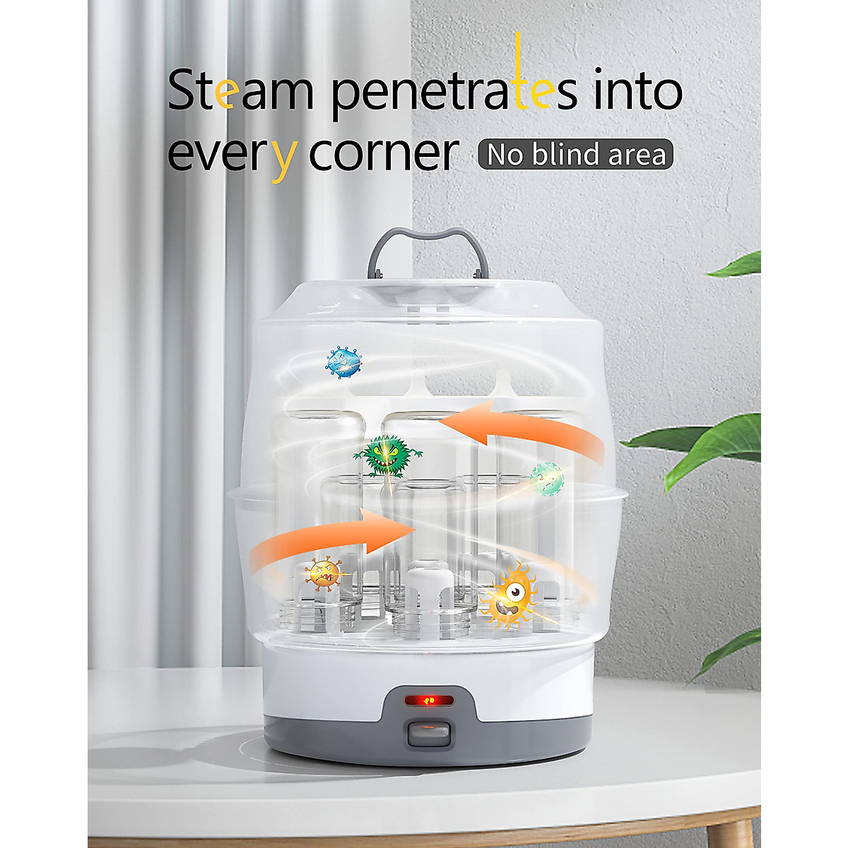 Bottle Sterilizer, Baby Bottle Sterilizer, Electric Steam Bottle Sanitizer for Baby Bottles, Pacifiers, Nipples, Teethers, Breast Pump Accessories, One Button Control, Easy BPA-Free Bottle Cleaner