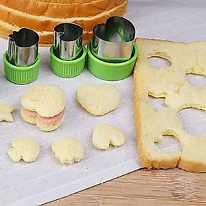 Vegetable Cutters Shapes Set, 20pcs Stainless Steel Mini Cookie Cutters, Vegetable Cutter and Fruit Stamps Mold + 20pcs Cute Cartoon Animals Food Picks and Forks -for Kids Baking and Food Supplement
