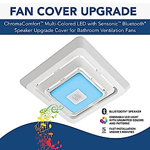 Broan-NuTone FG800RGBS Bluetooth Speaker & Customizable Color Changing LED Cover/Grille for Bathroom Fans, Easy DIY Install, Bright White