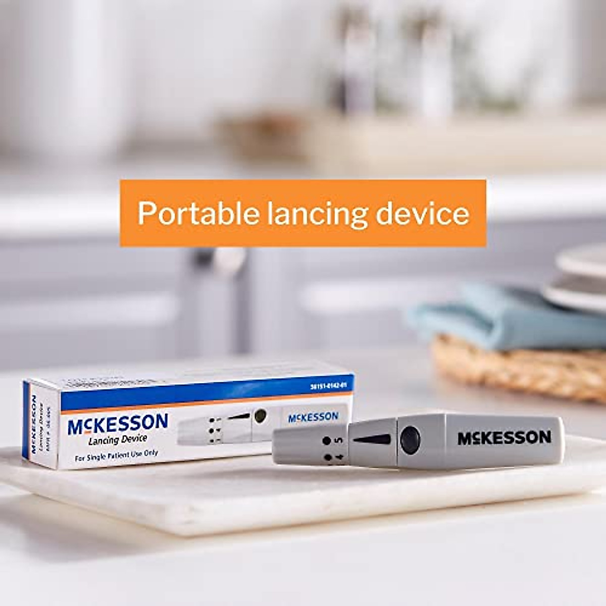 McKesson Lancing Device, Adjustable Depth Lancet, Push Button Activation, Multiple Depth Settings, 1 Count, 1 Pack