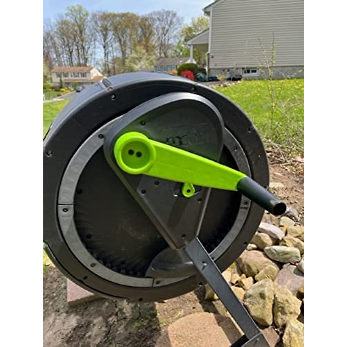 RSI-MAZE Two Stage 65 Gallon Compost Tumbler with Easy Turn Kit and Cart