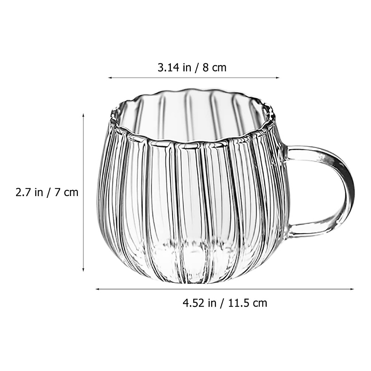 Ipetboom Pumpkin Mug Cups Office Decor Glass Coffee Cups 2pcs Transparent Glass Mugs with Handle Coffee Tea Mugs Soup Clear Drinking Cups Office Decor Glass Cups Novelty Coffee Mug