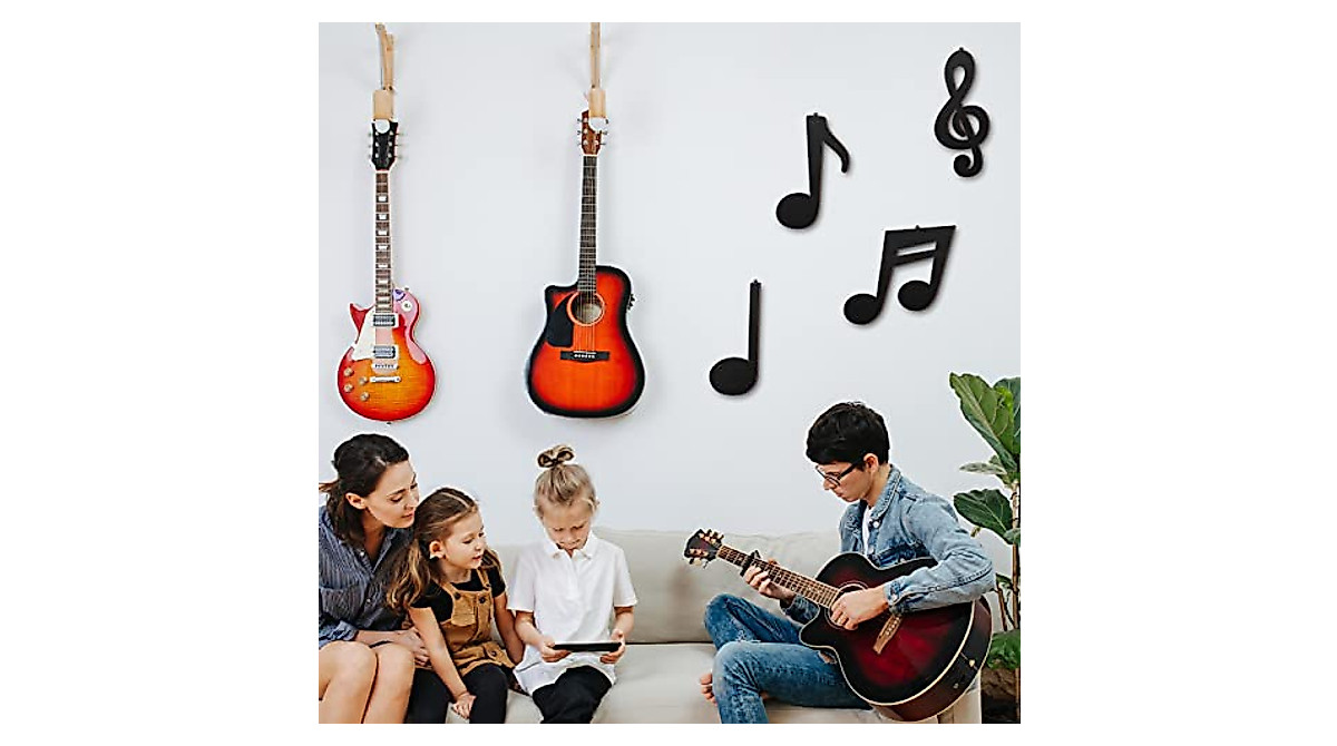 Stylish Black Wooden Music Notes & Treble Clef Wall Art