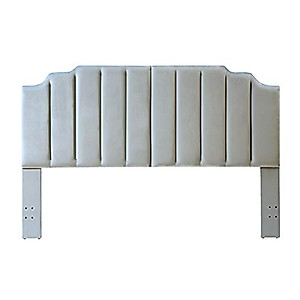 24KF Velvet Upholstered Tufted King headboard with Vertical Channel Design King/California King headboard-Gray