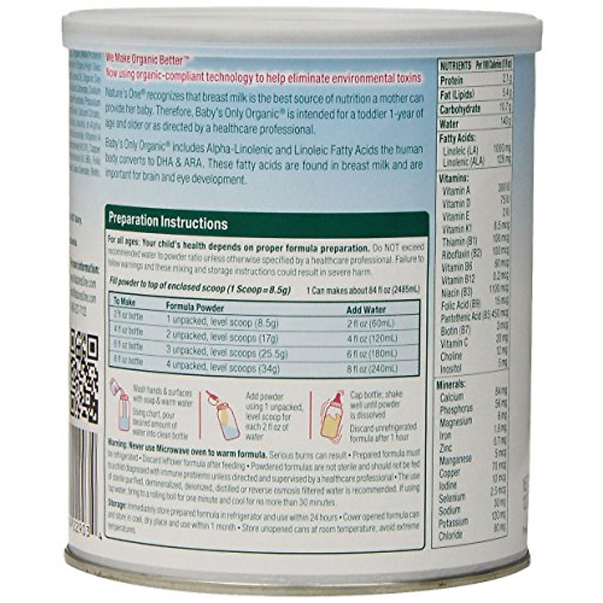 Baby's Only Toddler Formula, Lactose Relief, Organic, 12.7-Ounce Can