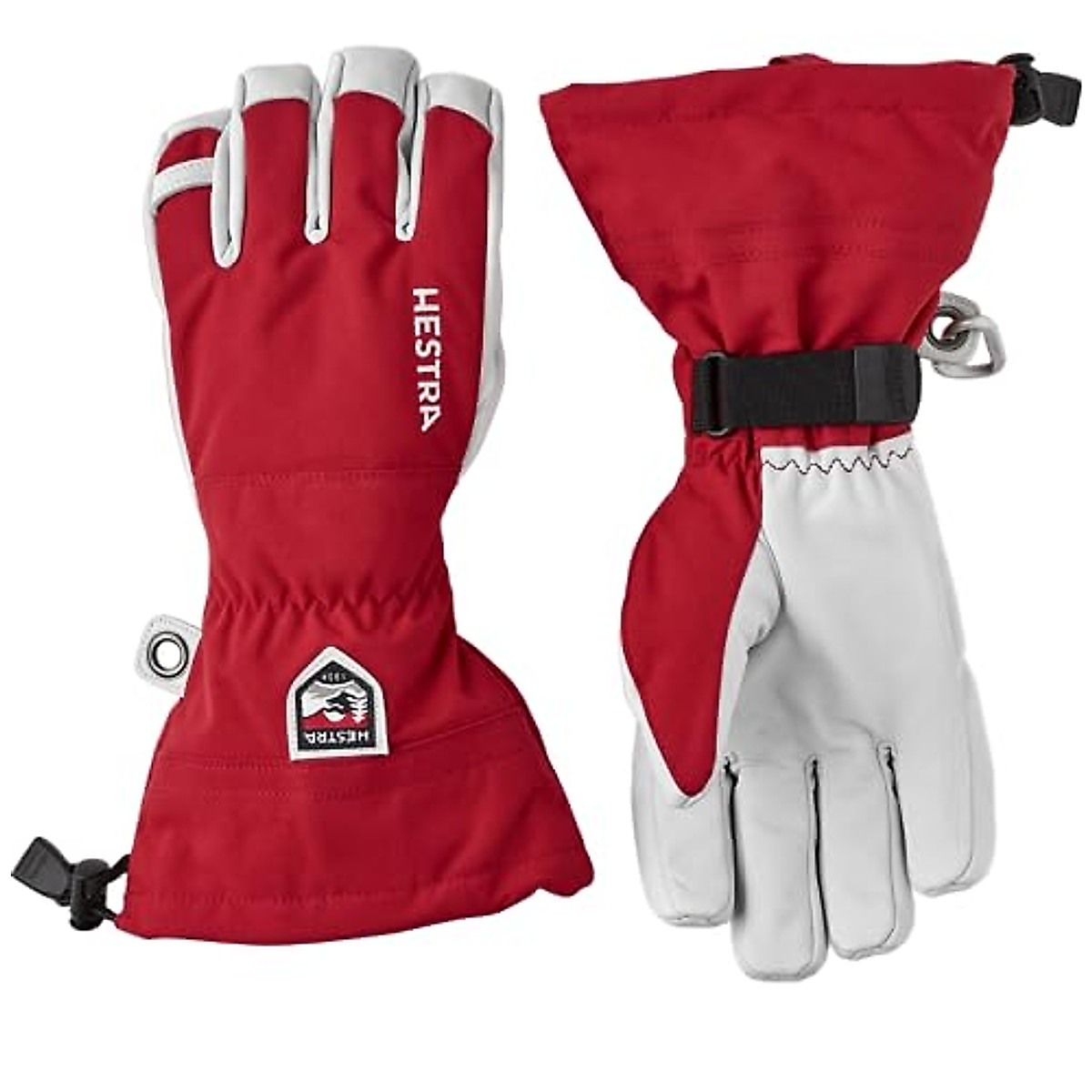 Hestra Army Leather Heli Ski Glove - Classic 5-Finger Snow Glove for Skiing, Snowboarding and Mountaineering, Red, 8