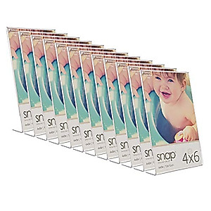 Snap 4x6 Clear Acrylic Self Standing Frame, Set of 12