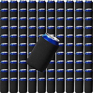 200 Pcs Blank Beer Can Cooler Sleeves Bulk Can Sleeve Beer Drink Sleeve Insulator Sleeve Soft Insulated Reusable Beer Can Coolers for Soda Beer Wedding Party Favors Supplies (Black)