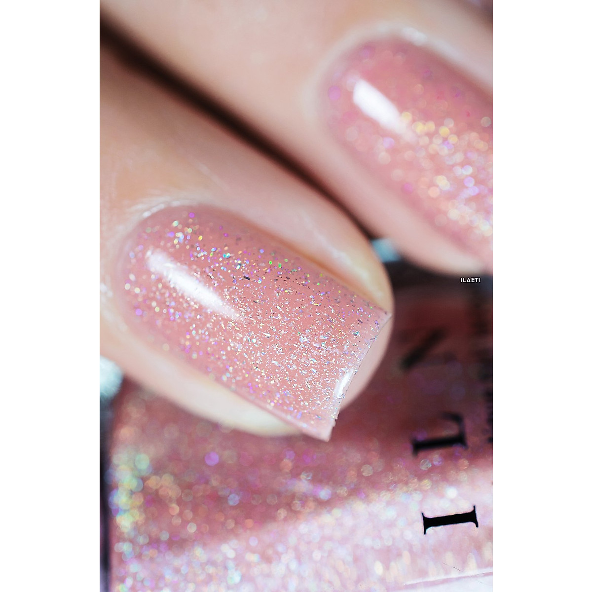 ILNP Sweet Pea - Seashell Pink Holographic Sheer Jelly Nail Polish