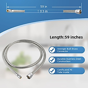 46174000 Grohe Kitchen Faucet Hose Replacement, 59 Inches StarLight Chrome Finish, Ladylux Metalflex Hose For Grohe K4 K7, Bridge and Ladylux Cafe, Alira Sink Faucet