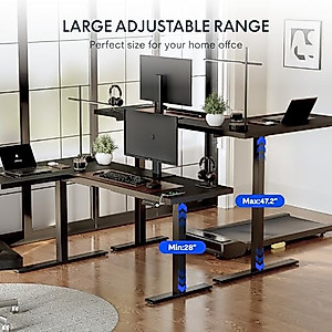 FLEXISPOT L Shaped Standing Desk 71 x 48 Inch Dual Motor Computer Electric Corner Desk Sit Stand Up Desk Height Adjustable Desk Home Office Table with Splice Board, Black