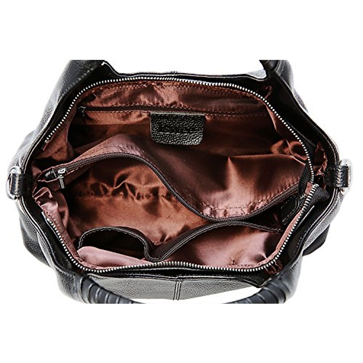 Iswee Womens Genuine Leather Handbags Tote Bag Shoulder Bag Top Handle Satchel Designer Ladies Purse Hobo Crossbody Bags (IR013-Black)