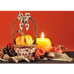 Hying 2 Rolls Fall Ribbons for Wreath Bows Wrapping Gifts, Football Party Maple Leaves Ribbon for Gift Wrapping Harvest Thanksgiving Party Decoration DIY Crafts 2.5" X 10 Yards Fall Wired Edge Ribbon