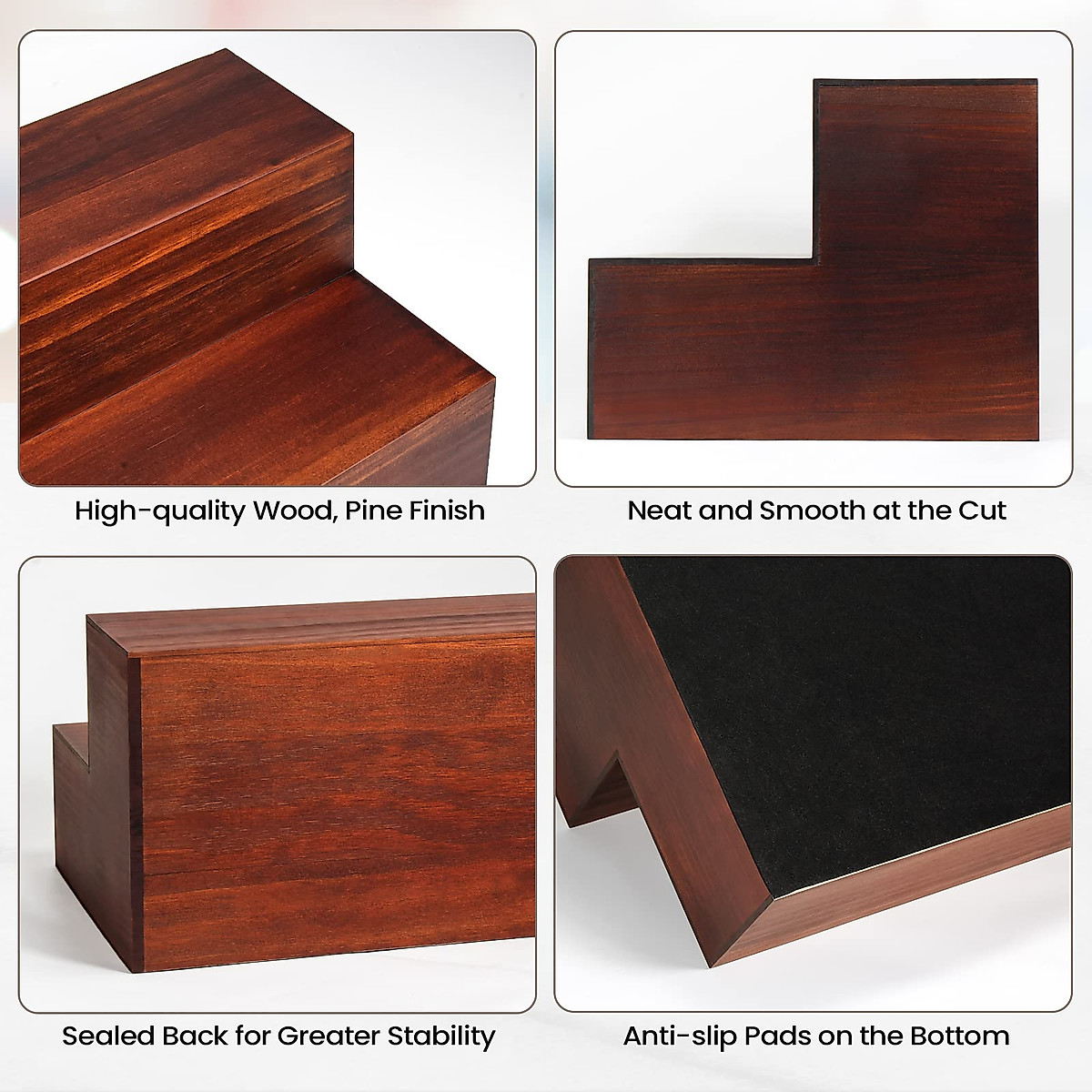 B4Life Liquor Bar Bottle Display Shelf, 2 Tier Real Wood Bar Shelves for Liquor Bottles, Bar Shelf for Liquor, Liquor Shelf for Home Bar Liquor Shelves Bottle Display (2 Pack)