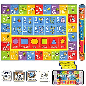 KC Cubs ABC Alphabet, Numbers & Shapes Educational Learning & Fun Game Play Area Rug for Kids Bedroom, Toddler Classroom and Baby Playroom