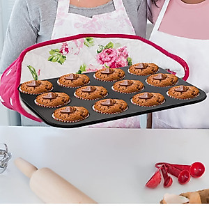Tebery 5 Pack Nonstick Bakeware Set Includes Cookie Sheet, Loaf Pan, Square Pan, Round Cake Pan, 12 Cups Muffin Pan