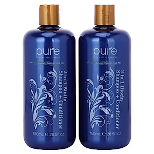 Biotin Volumizing and Stimulating Shampoo Set for Thicker, Healthier Hair - For All Hair Types, Sulfate-Free with Organic Ingredients, Twin Pack