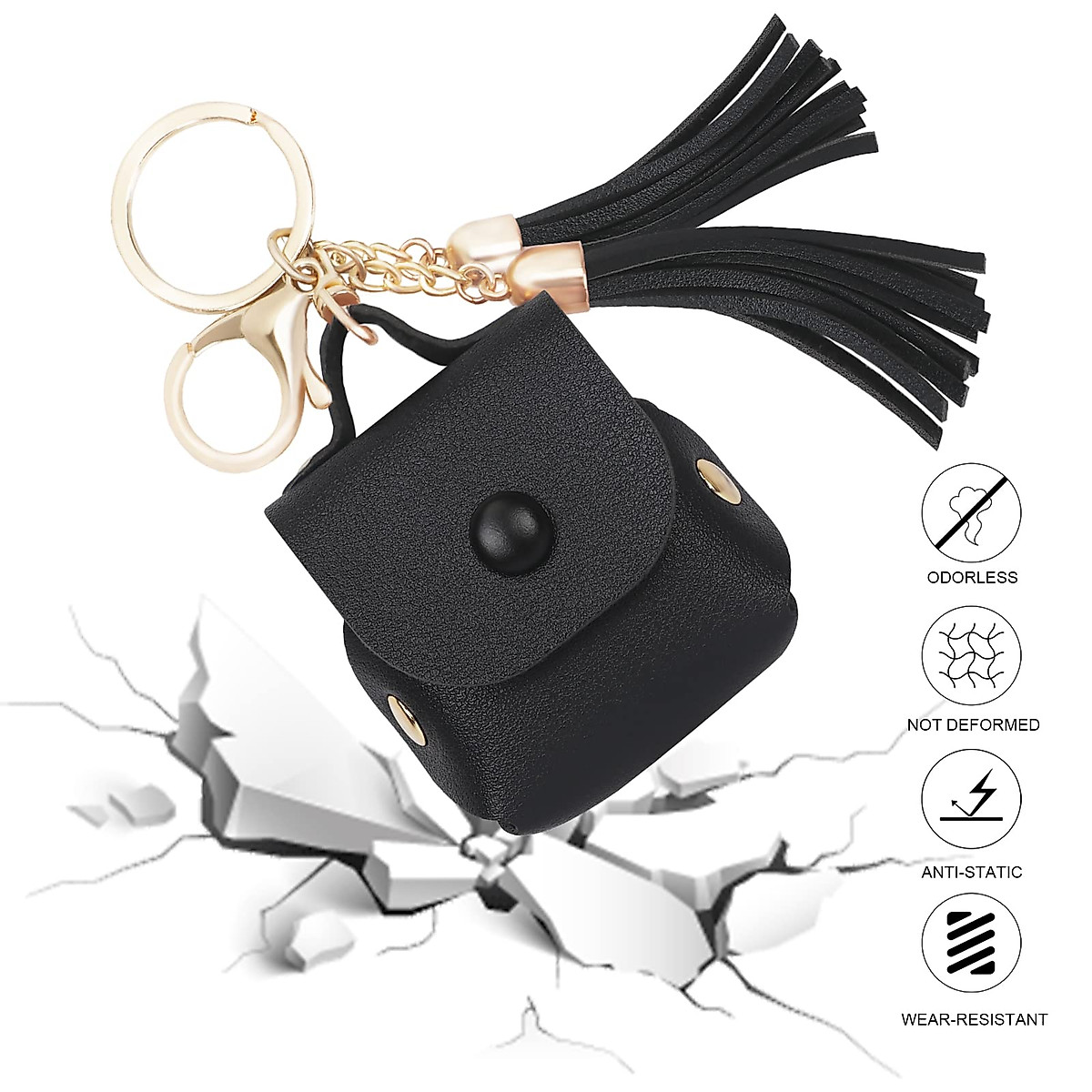 Simpolor Designed for Airpods Case (1st and 2nd Generation), Premium PU Leather AirPods Case Cover with Tassels and Metal Buckles, Compatible with Wireless Charging Cute Airpod Pouch Case, Black