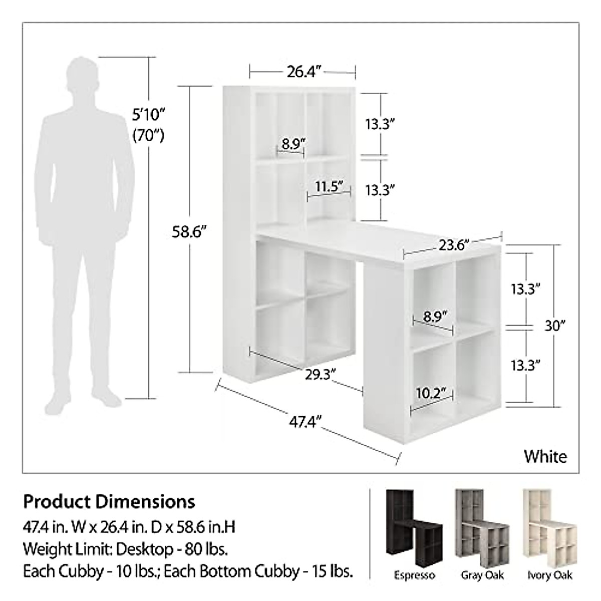 Ameriwood Home London Hobby Desk, White