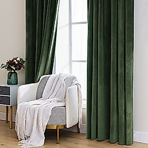 MIULEE Velvet Curtains 84 inches 2 Panels - Luxury Blackout Curtains for Bedroom Living Room Thermal Insulated Super Soft Window Drapes Rod Pocket & Back Tab, Olive Green, W52 x L84 inches