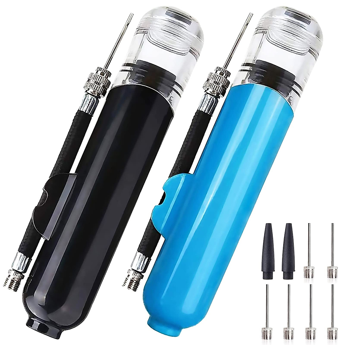 2PCS Ball Pumps with 5pcs Needles, Haploon Air Pump for Balls Portable Two-Way Quicker-Fill Hand Air Pump for Inflatables Soccer Basketball Volleyball Football Yoga Sport Balls Pool Floats Bike Tire