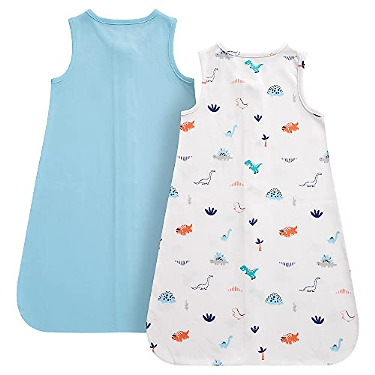 DaysU Cotton Baby Wearable Blanket, Sleeveless Baby Sleep Sack with One-Way Zipper, Embroidered and Printed Baby Wearable Blanket for Newborn Baby Boys 18-24 Months, 2-Pack, Blue Dinosaur