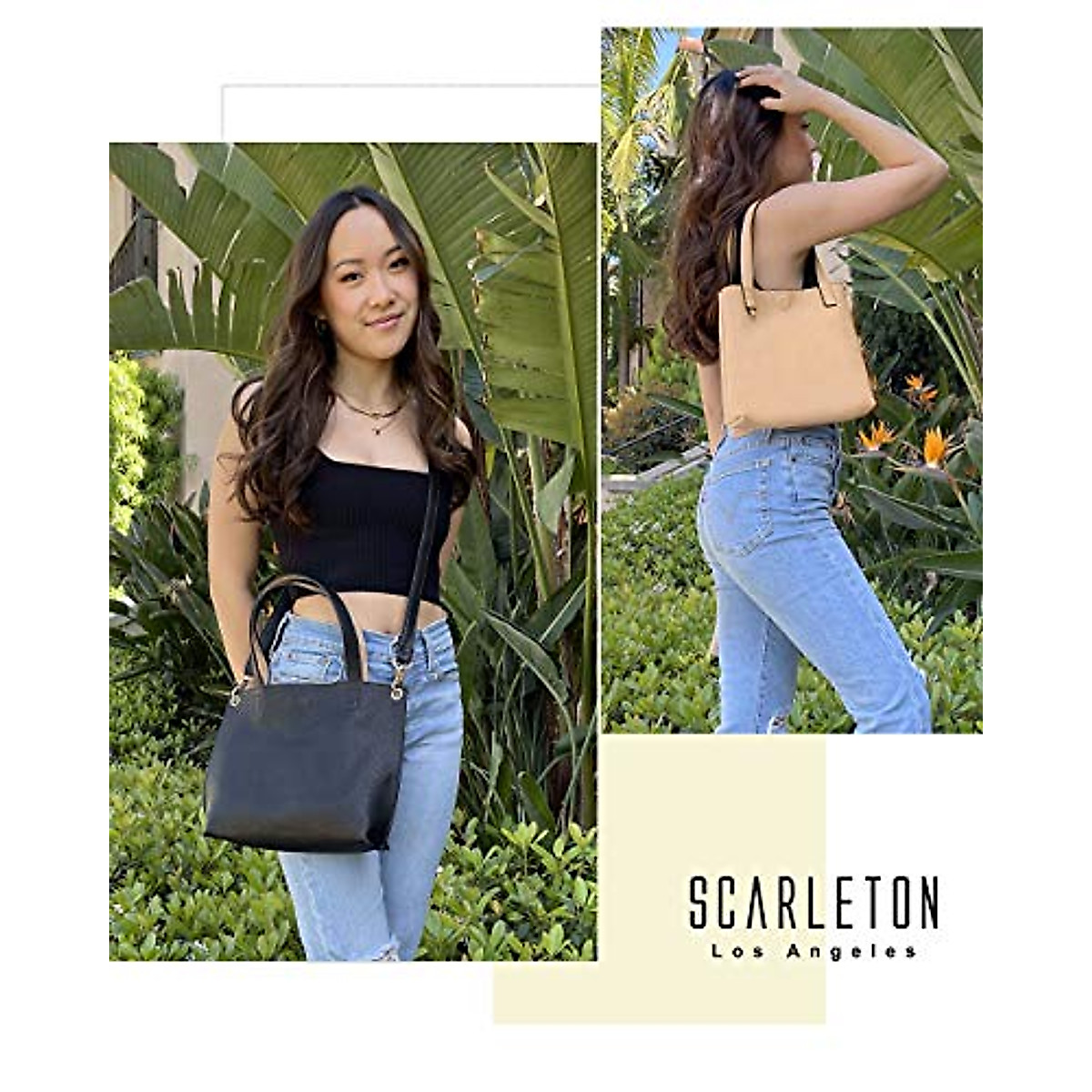 Scarleton Leather Tote Bag for Women, Womens Purses and Handbags, Reversible Tote Bags for Women, Purses for Women, H184220190131 - Black/Natural