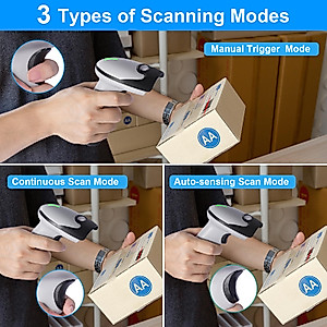 Barcode Scanner with Stand, JRHC Wireless 1D Laser Bar Code Scaners 2.4G Wireless & USB Wired Connection Plug and Play Handheld Bar Code Reader