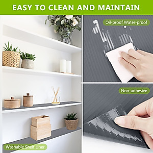 Drawer and Shelf Liner, Shelf Liner Grey Non Adhesive Refrigerator Mats Washable, No Odor Plastic Pantry Liners Wire Shelf Paper Drawer Liner for Cupboard Kitchen