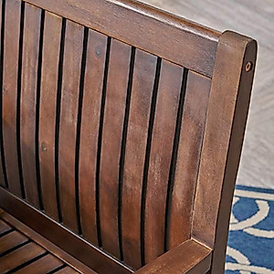 Christopher Knight Home Noe Outdoor 7-Piece Acacia Wood Dining Set, Dark Brown and White