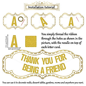 Gold Thank You for Being A Friend Banner,Thank You Banner, Friends Birthday Anniversary Party Supplies