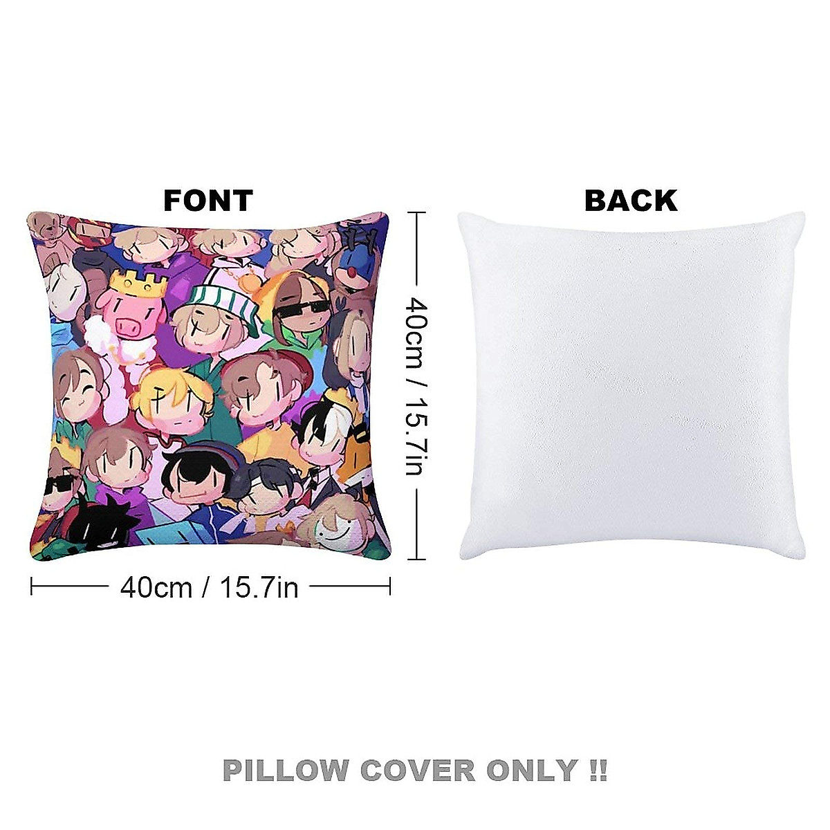 ZDZHWX Flip Sequin Pillow Cases Reversible Sequin Square Cushion Cover for Decor Bedroom Sofa Car 16 x 16 Inches