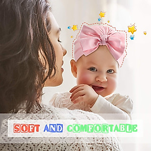 Newborn Girl Turban Hat Gloves Set, Include 4 Pieces Infant Girls Headwraps Toddler Hats and 4 Pairs Infant No Scratch Mittens Gloves (Bowknot Style)
