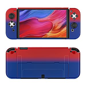 FANPL for Nintendo Switch OLED Case, Dockable Protective Case Cover for Switch OLED and Joy Con Controller (Red & Blue)