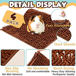 Timgle 4 Pieces Guinea Pig Cage Liners with Cleaner Set Washable Reusable Guinea Pig Bedding Absorbent for Guinea Pig Training Pad Supplies and Other Small Animals, Mixed Colors (24 x 16 Inch)