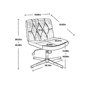 VanTook Home Office Swivel Desk Chair, Modern PU Vanity Chair, Height Adjustable Armless Computer Executive Chair Task Chair with Gold Base for Living Room, Makeup, Studying, Black